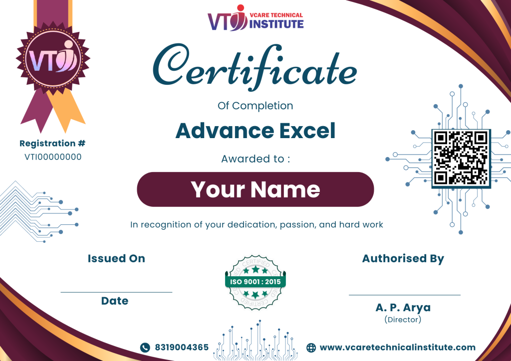 Advanced Excel Course in Laxmi Nagar - Vcare Technical Institute